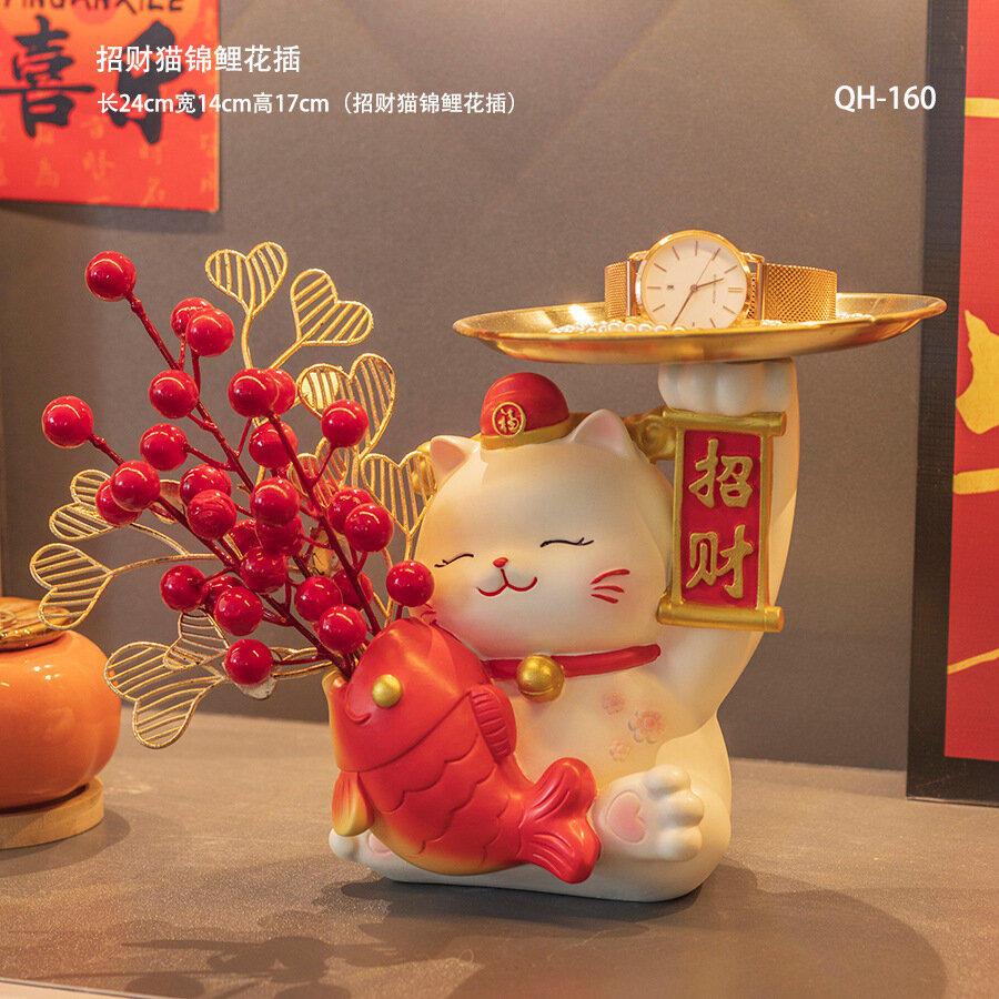 Входная удачная кошка с украшением в виде юаньбао, хранение ключей для дома, декорация, подарок на новоселье, ремесленная выставка