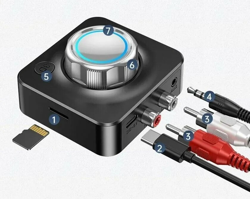 Bluetooth 5.0 аудио приемник 3D стерео музыка беспроводной 2RCA, 3,5-AUX для автомобильного комплекта.