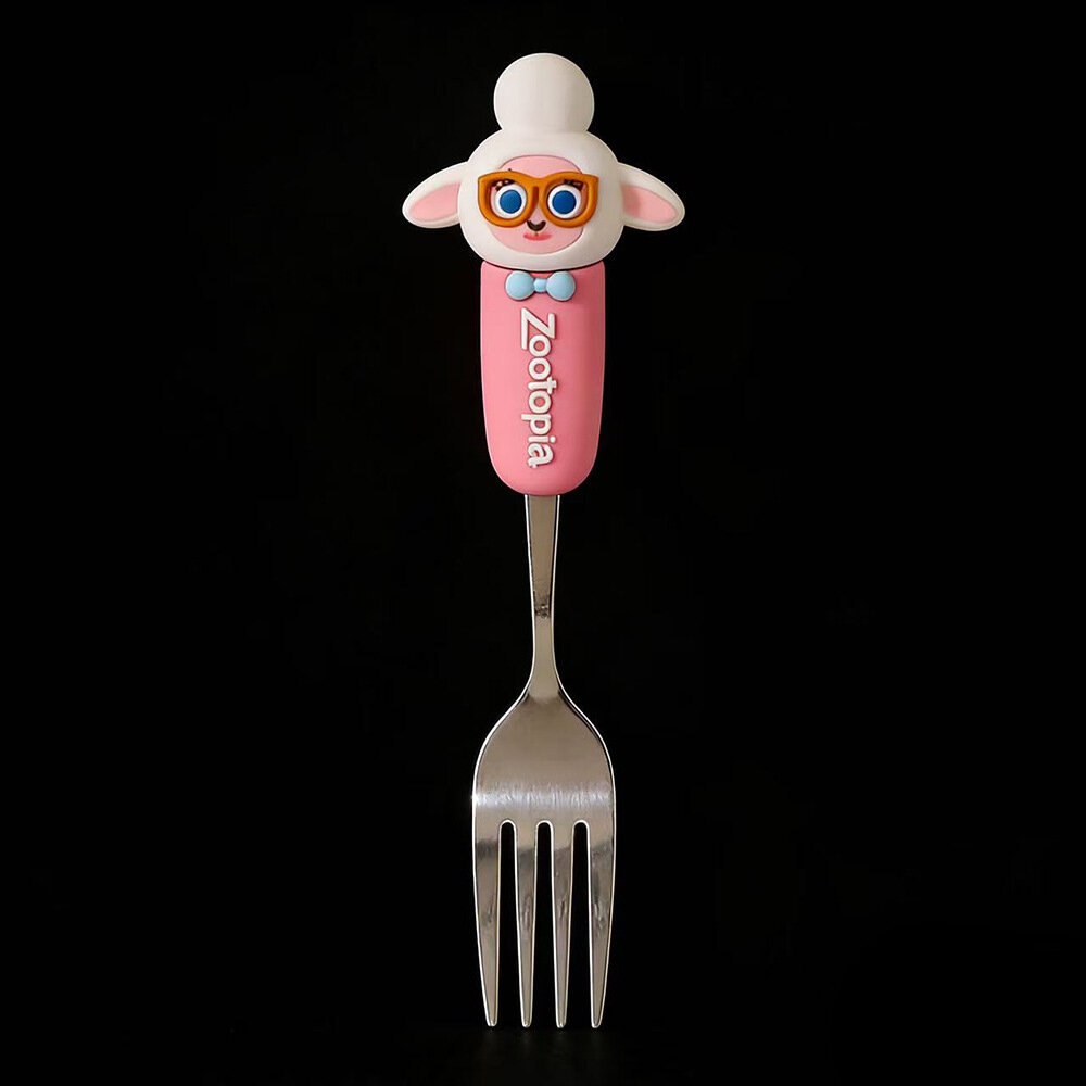 Силиконовая голова ложки и вилки Disney Winnie, нержавеющая сталь, детская ложка и вилка, фруктовая вилка, новая продукция, оптовая продажа ложек