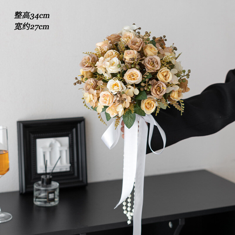 Европейский стиль легкой роскоши, высококачественные искусственные цветы, свадебный букет невесты, свидетельство о браке, ручные цветы, реалистичные цветы, декоративные аксессуары
