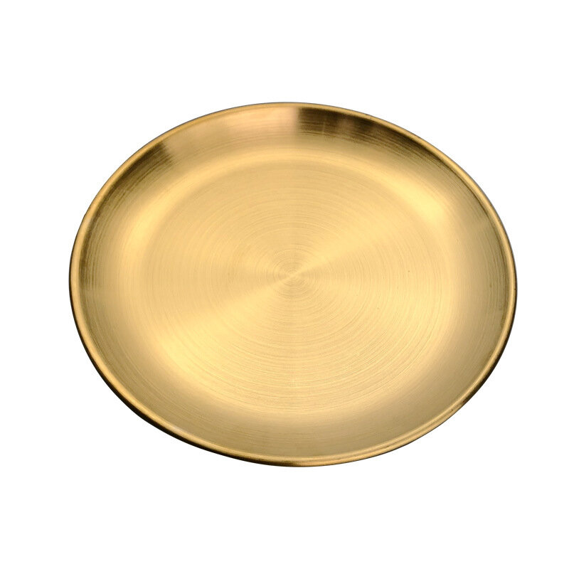 Диск из нержавеющей стали Золотой поднос для кафе Фруктовая тарелка Тарелка для торта Костяная тарелка Блюдо Мелкая