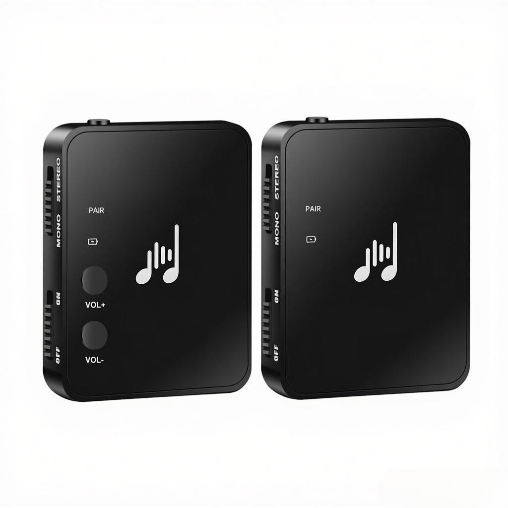 M-VAVE WP-10 Система беспроводной передачи наушников с возвратом звука 2.4GHz, передатчик и приемник, беспроводная передача one to one, приемник с возможностью зарядки, 24 bit/48KHz, диапазон передачи 30 метров, материал ABS, батарея 780mAh (передатчик)