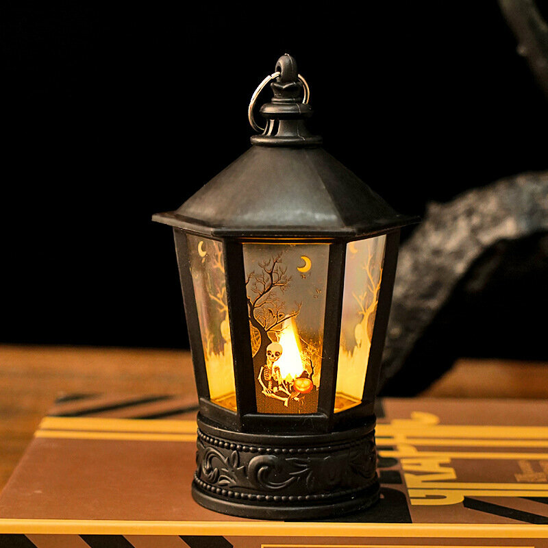 Ручной фонарь в форме тыквы на Хэллоуин, светодиодный электронный светильник-свеча, реквизит для украшения вечеринки, украшение с рассеянным светом