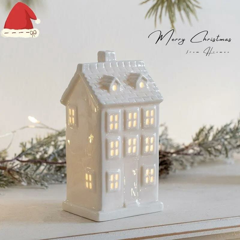 Иллюминированный фарфоровый праздничный домик, статуэтка Коллекция Новый Год, Белая вилла-1, высота 14.2 см, ABS пластик, артикул 1769936040, код продавца WON112831-5cvo