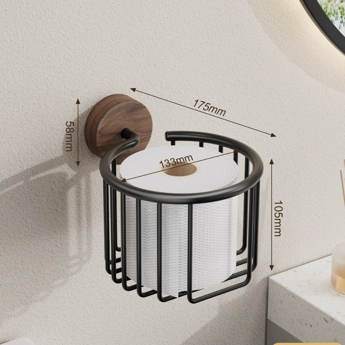 Держатель для рулонов бумаги из орехового дерева, органайзер для ванной, корзина для хранения, держатель для туалетной бумаги без сверления, коробка для туалетной бумаги в ванной