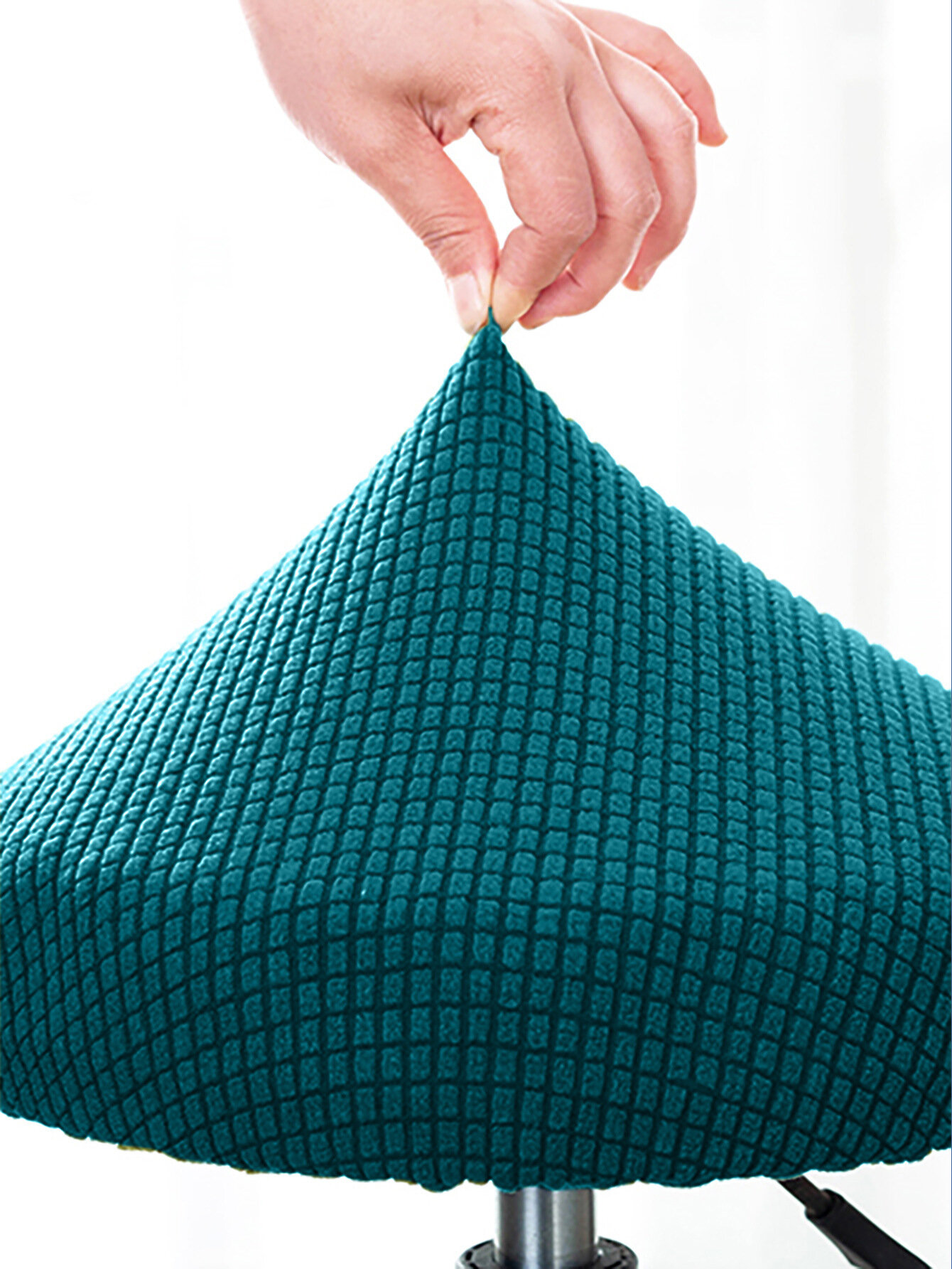 Чехол для круглого стула парикмахерской из кросс-бордерного ткани эластичный универсальный увеличенный чехол для барного стула антискользящий моемый подъемный чехол для круглого стула (Безшовный-Жасмин синий, Набор круглых стульев)