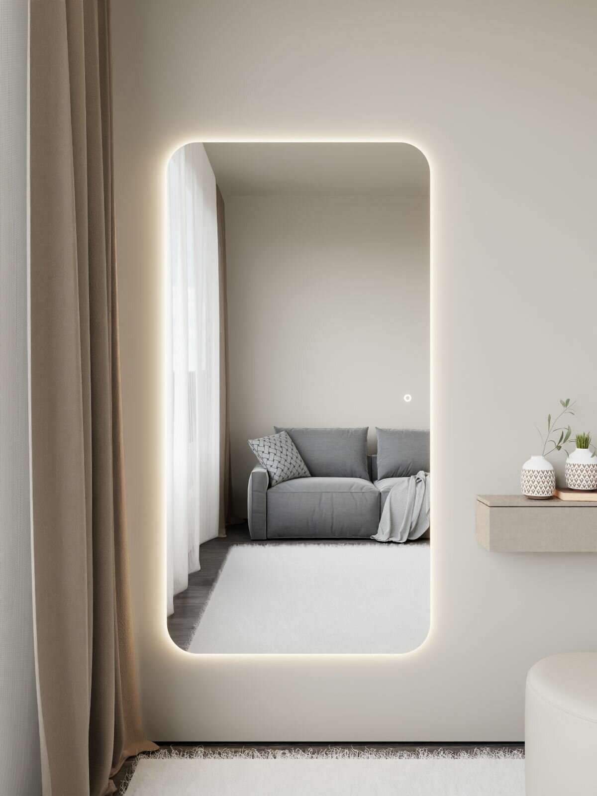 Зеркало настенное 160х80 см. мягкий квадрат BLX MIRROR с подсветкой сенсорное