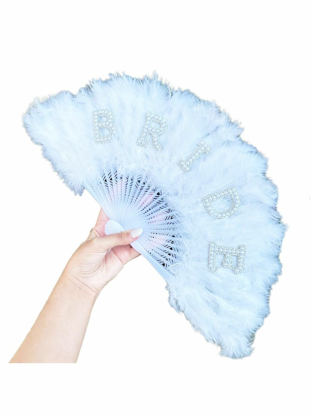 Винтажный веер из перьев для свадьбы и танцев, Белый