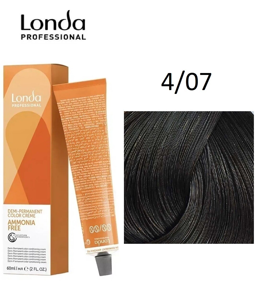 Londa Professional 4/07 LondaColor Тонирующая крем-краска без аммиака шатен натурально-коричневый, 60 мл