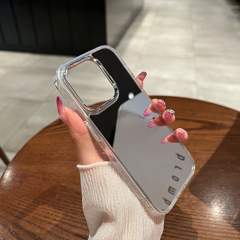 Чехол UMJ для iPhone 17 Pro с зеркалом для макияжа, персонализированный серебряный чехол для 16 Pro Max, новый стиль