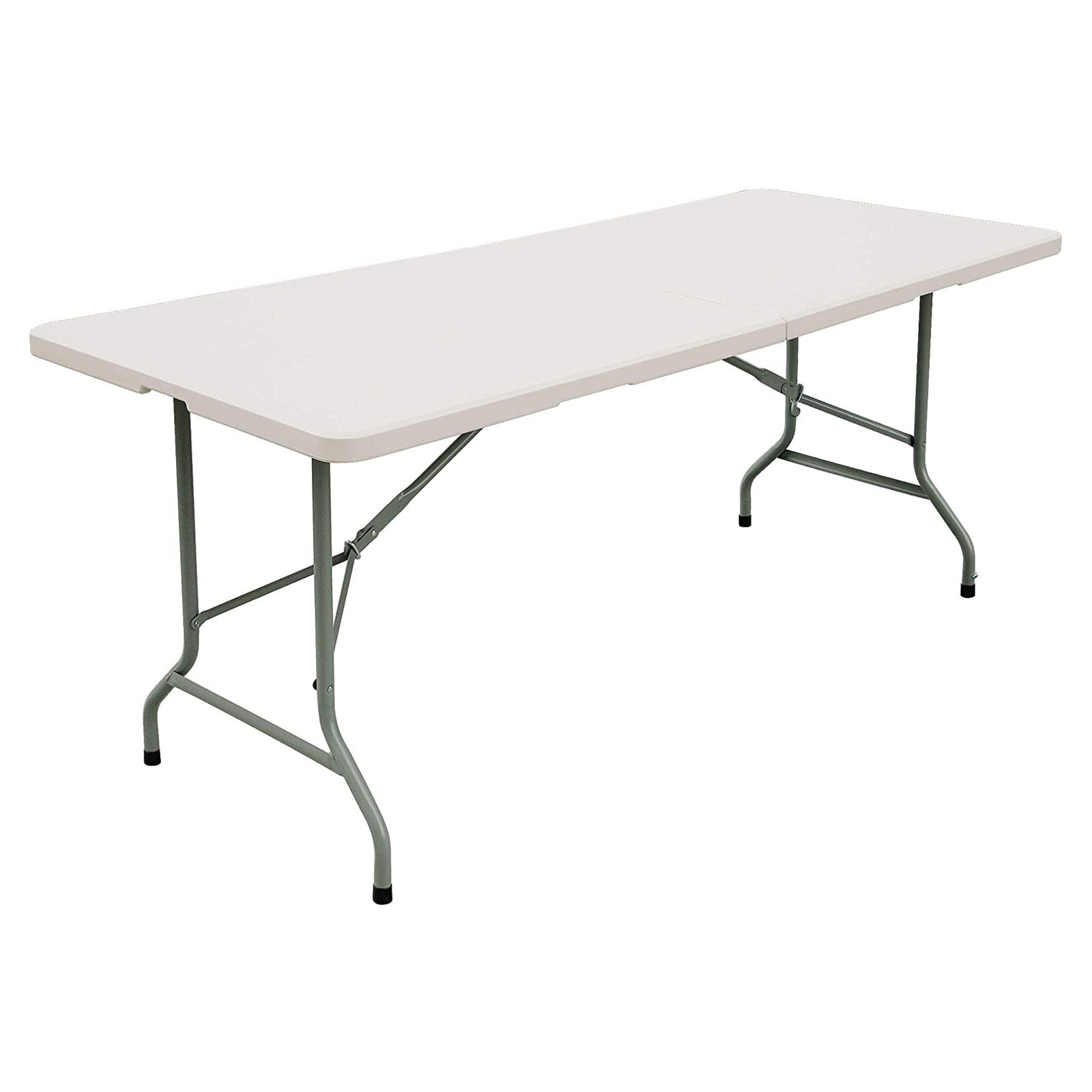 Стол складной 6ft, Utility Table, Fold-in-Half, портативный пластиковый пикник, вечеринка, обед, поход, белый, 71" L x 29" W x 29" H открыто, 35.4" x 29" x 3" сложено, грузоподъемность 500 lbs, 1 шт.