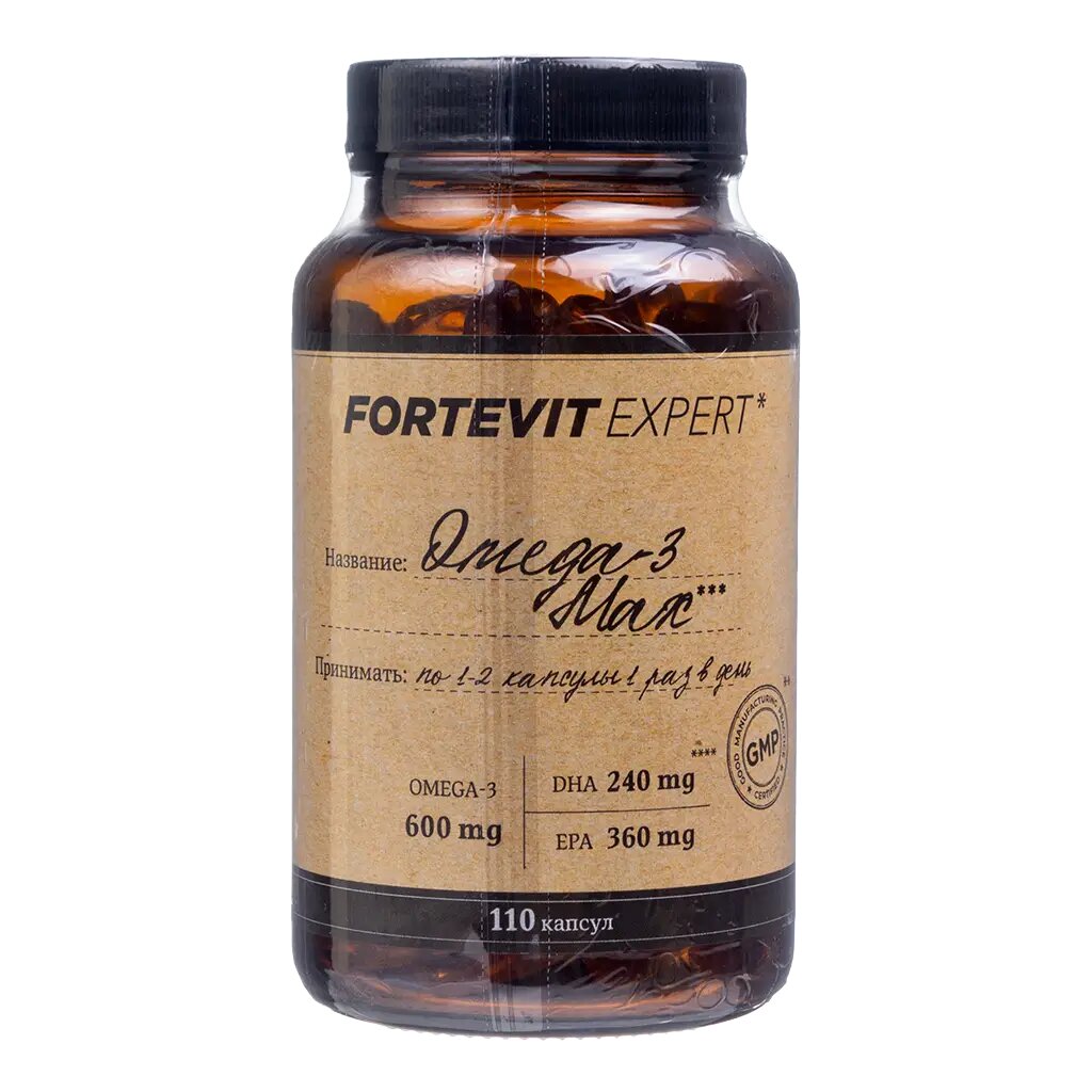 Fortevit Expert Омега-3 Макс 600 мг ЭПГ и ДГК/Omega-3 Max 600 mg EPA&DHA капсулы массой 1400 мг 110 шт