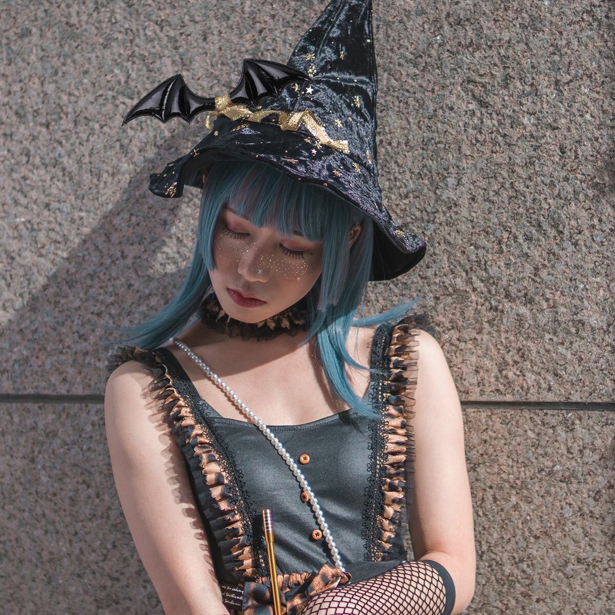 Набор из 5 кожаных крыльев летучей мыши из ткани черного цвета для декора обуви