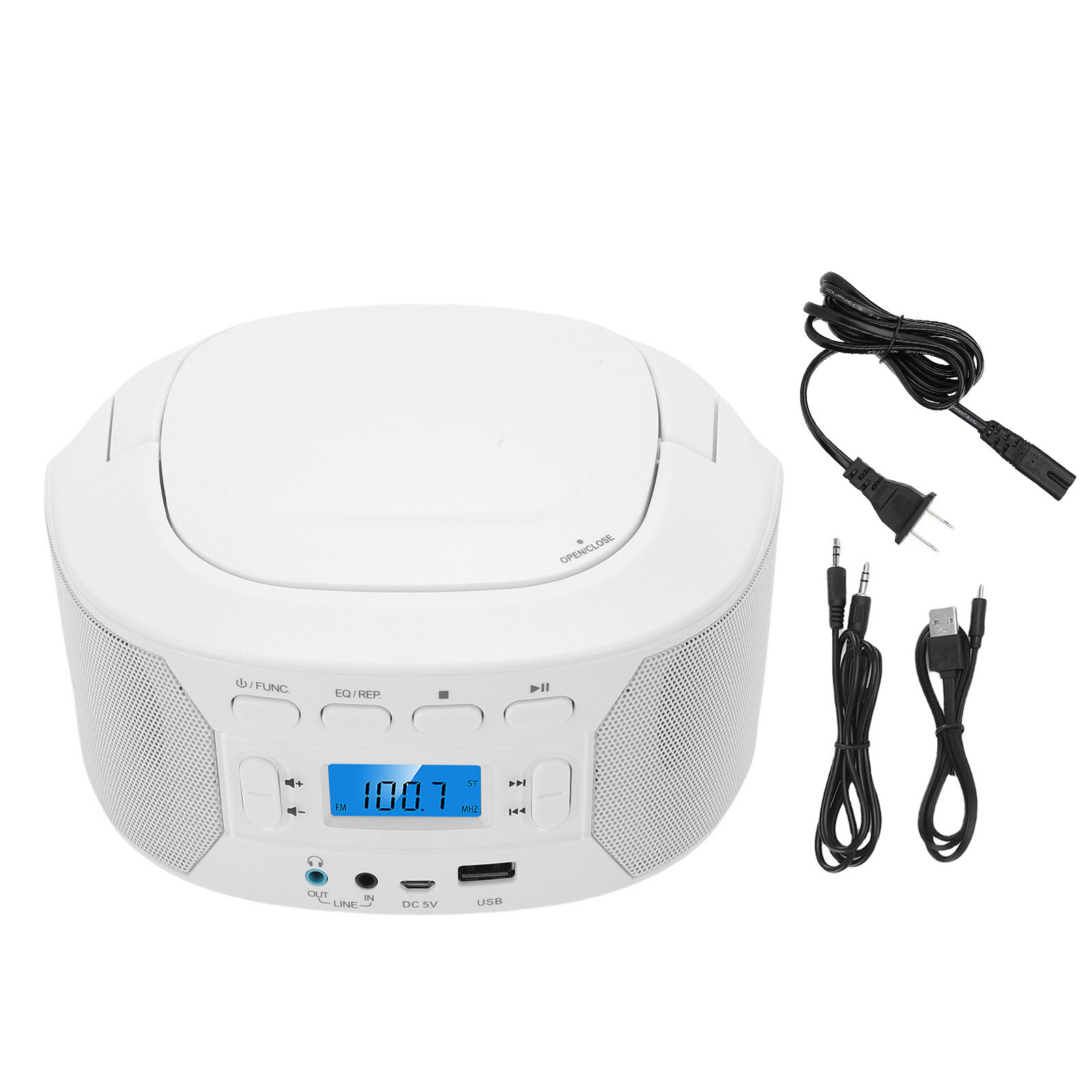 Портативный CD-плеер с Bluetooth, верхней загрузкой MP3-файлов, USB, AUX-входом, FM-радио для дома, вилка стандарта США.