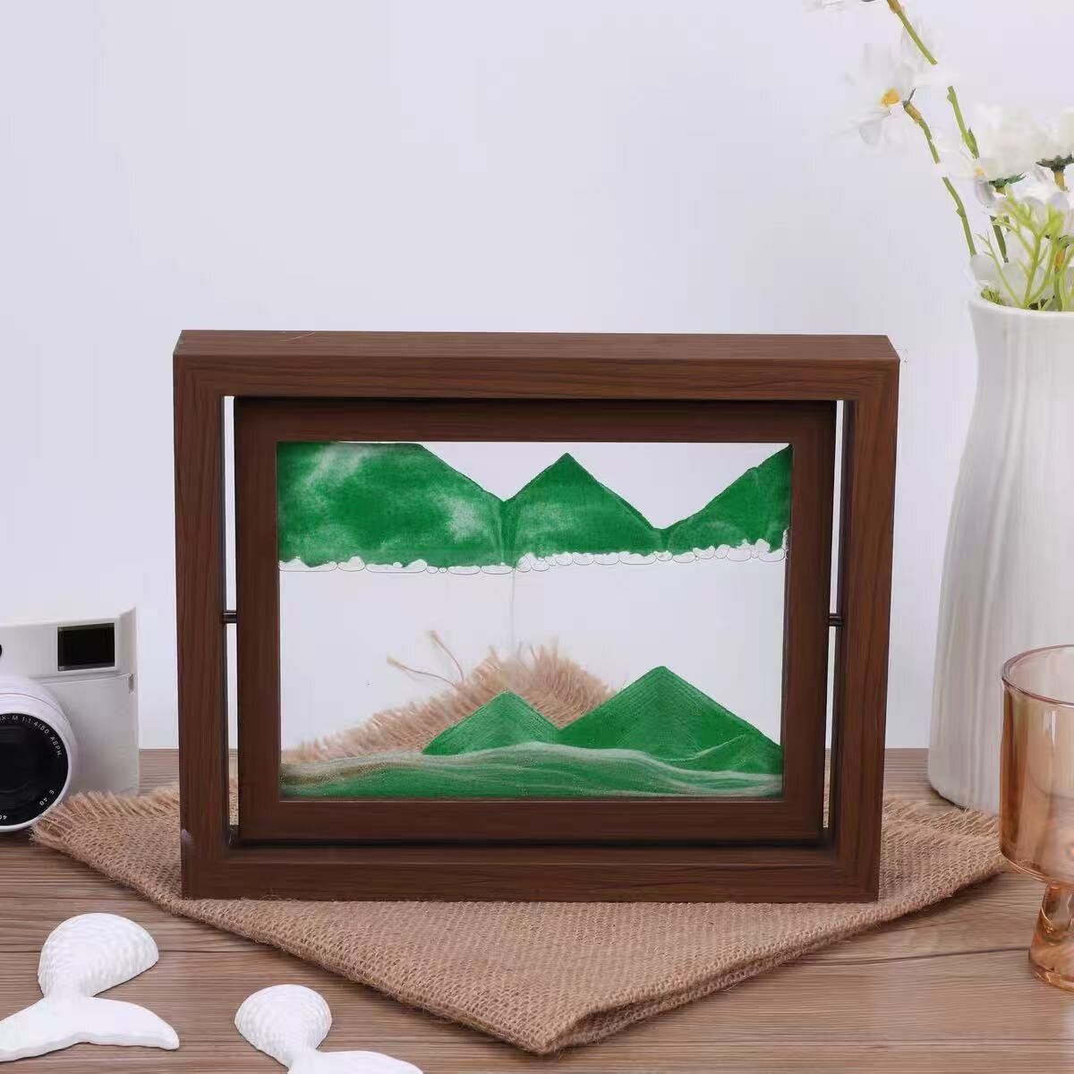 Креативное искусство, прямоугольная картина с текучим песком, песочные часы, высококачественное украшение для гостиной, входа, офиса, подарок