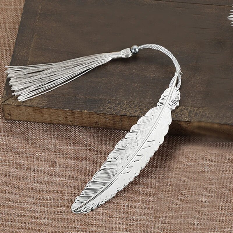 1 Pcs Vintage Golden Feather Metal Bookmark Long Tassel Book Clip Office Accessories School Supplies Creative Stationery