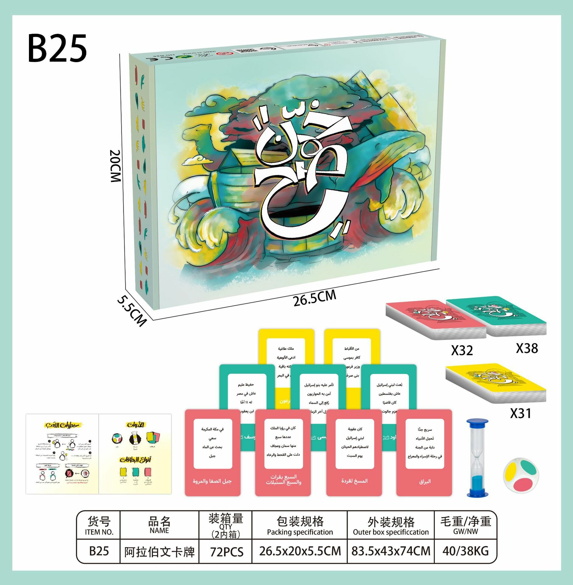 Арабская языковая карточная игра Обучающая настольная игра для рынка Ближнего Востока, комплект из 52 карт