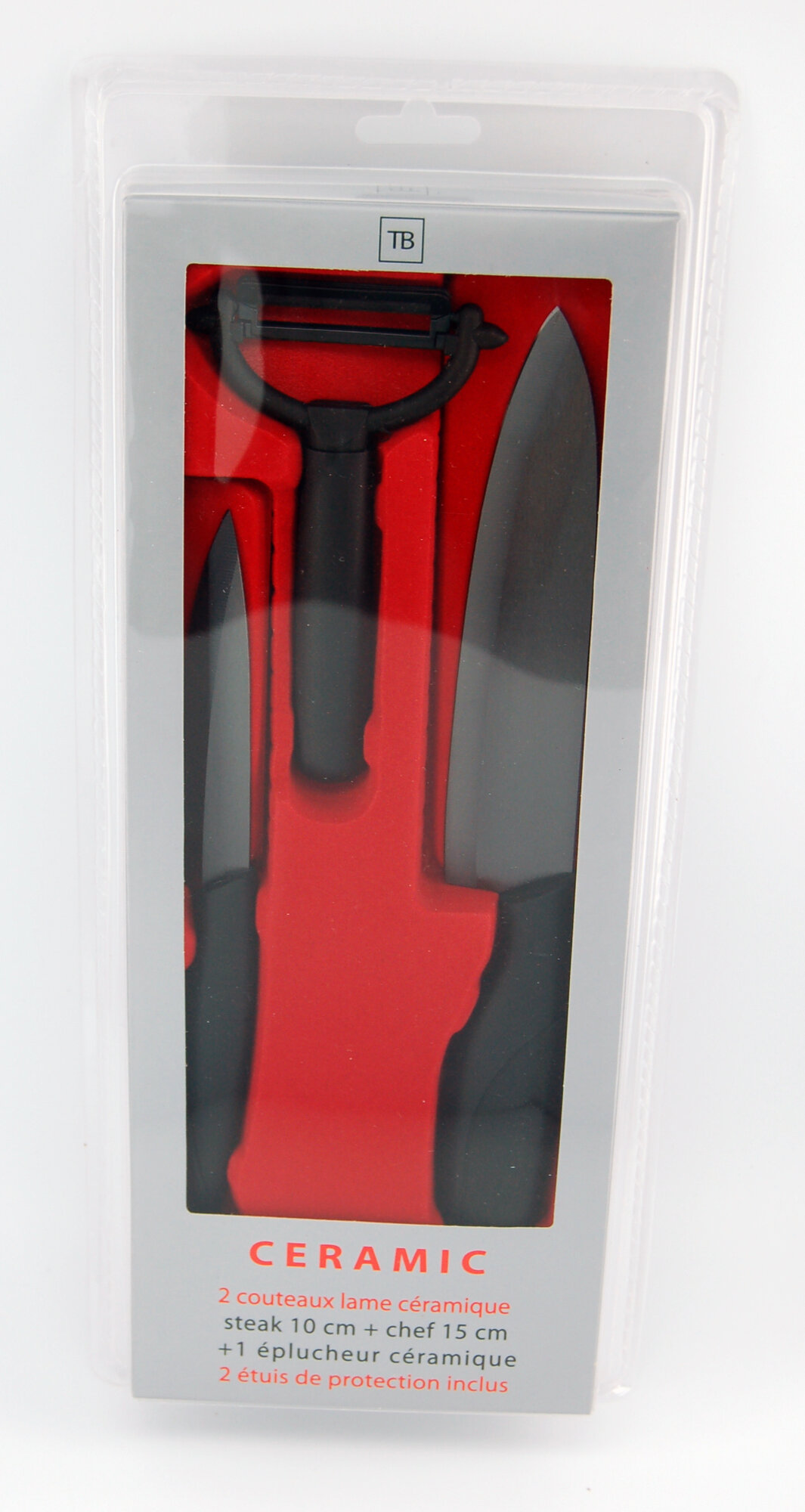 Набор ножей Tarrerias Bonjean Ceramic black 3 предмета, 2 ножа, овощечистка, керамика