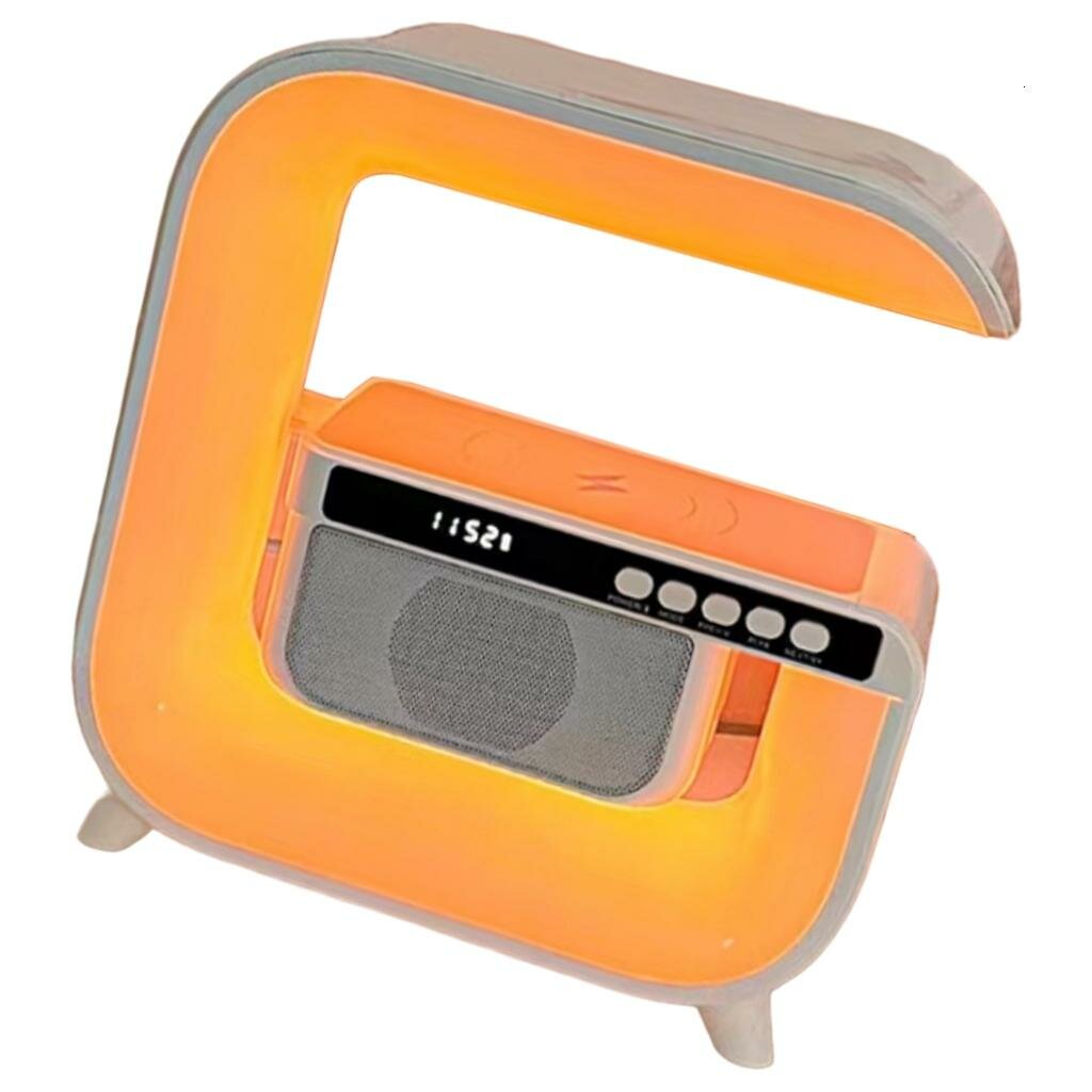 Беспроводная зарядная лампа с колонкой и часами, 2388