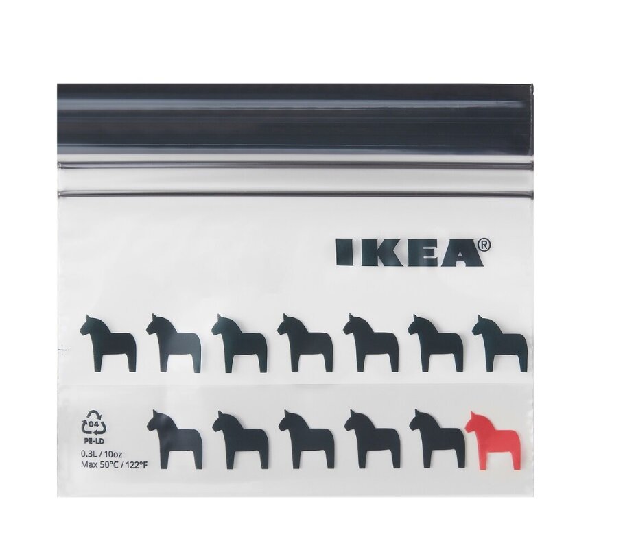 Пакеты икеа истад, для хранения продуктов, закрывающиеся, чёрные, 0.3 л, 25 штук