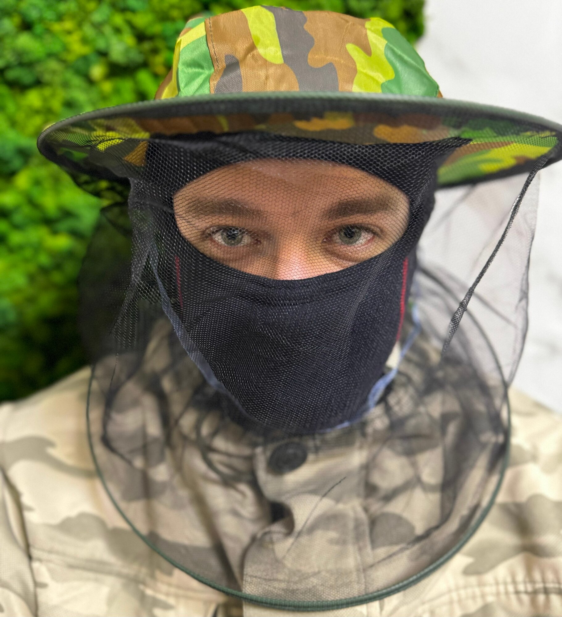 Москитная сетка на голову; Накомарник на голову камуфляжный