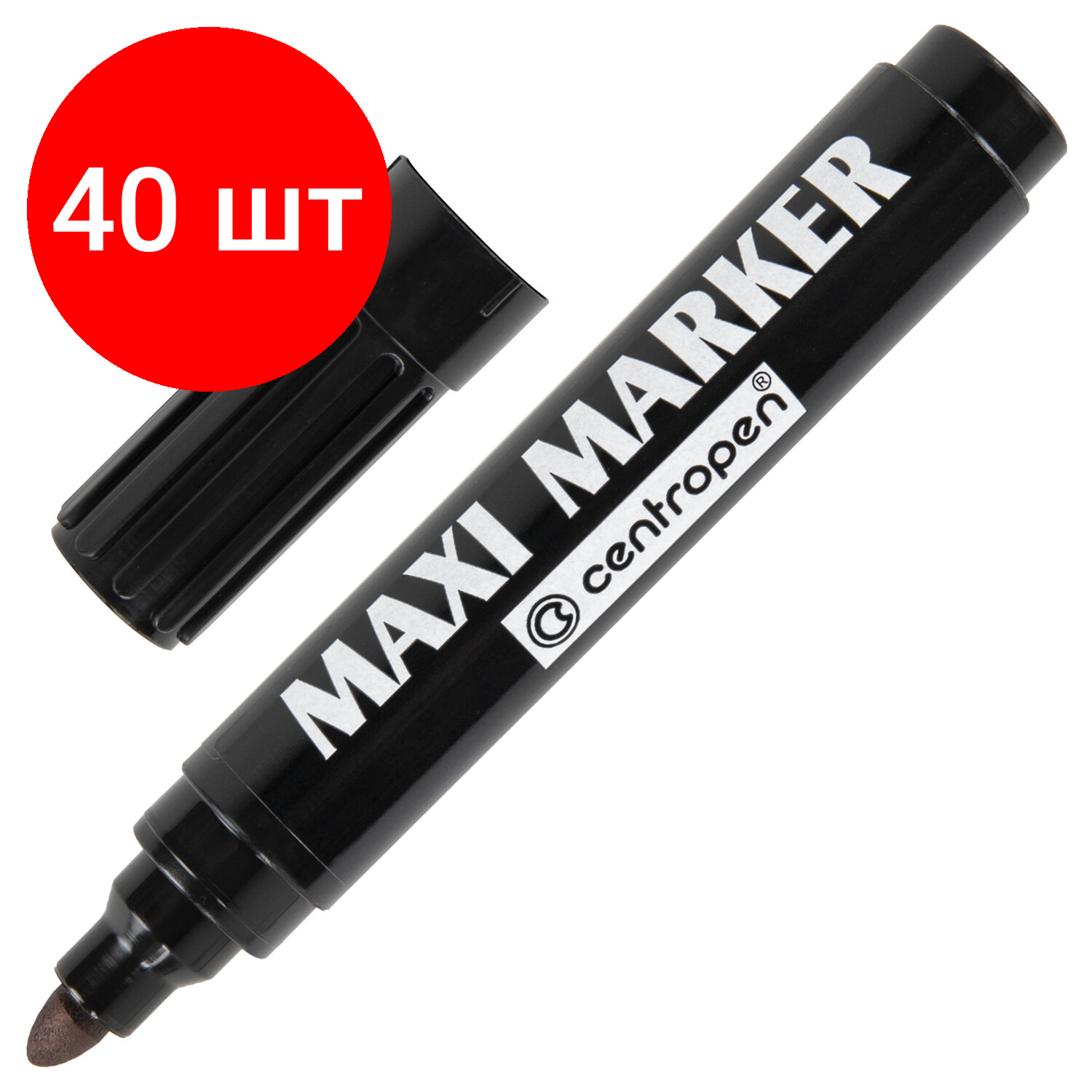 Комплект 40 шт, Маркер перманентный универсальный черный CENTROPEN "Maxi Marker", 2-4 мм, 8936, 5 8936 0112