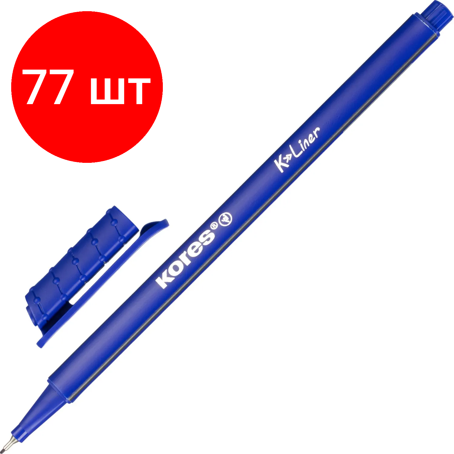 Комплект 77 штук, Линер Kores 0.4мм синий 28101