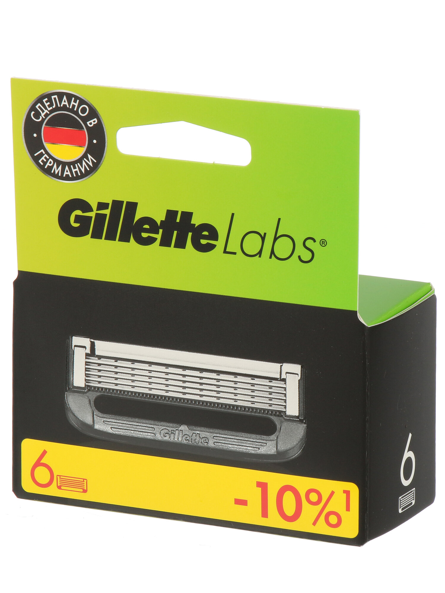 Сменные кассеты для бритв Gillette Labs мужские, 6 шт, лезвия для гладкого бритья и ухода за кожей лица