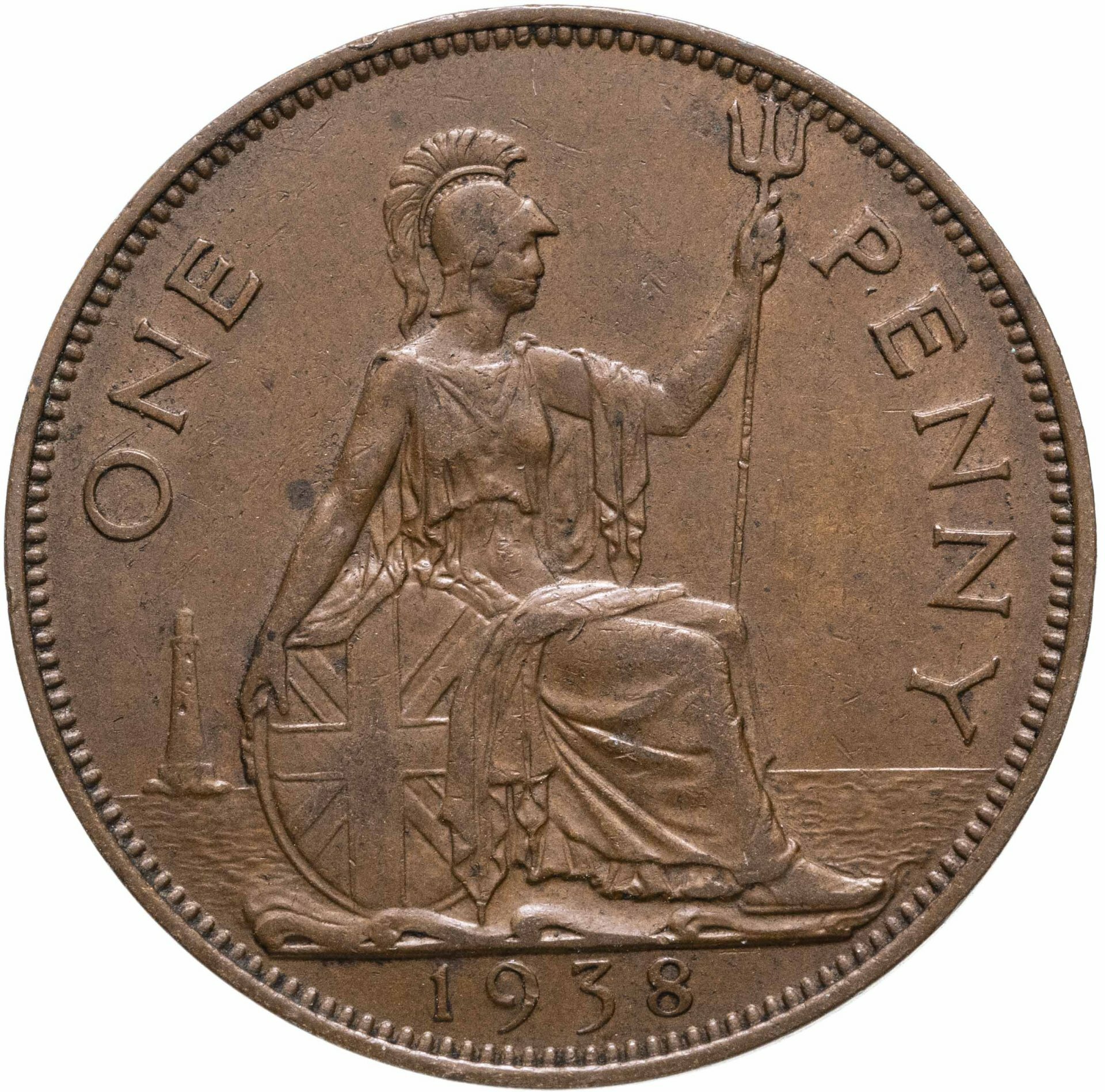 Великобритания 1 пенни penny 1938, Бронза, в сохранности XF