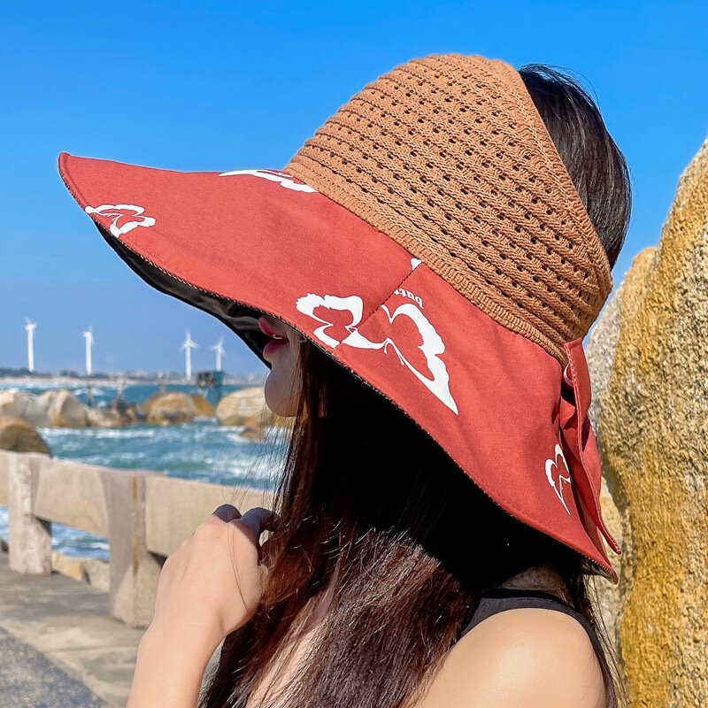 Шляпа женская летняя защита от солнца черная пластиковая шляпа от солнца с большими полями анти-УФ-защита лица пустой верхний солнцезащитный козырек для отдыха на открытом воздухе универсальный