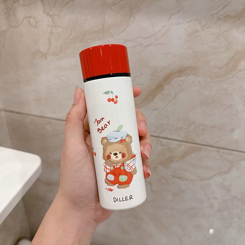 Cherry Bear Мини 150 мл термос с чистящей щеткой для студентов и путешествий