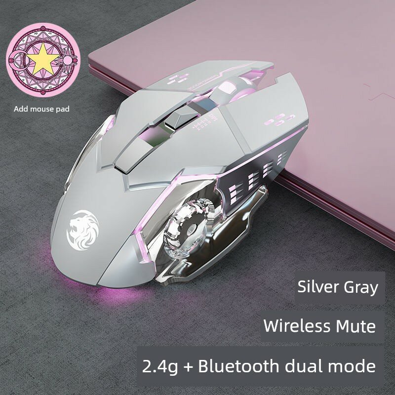 Беспроводная двухрежимная Bluetooth-мышь Forerunner с механическим подсветкой для игр и офиса (подарок: коврик для