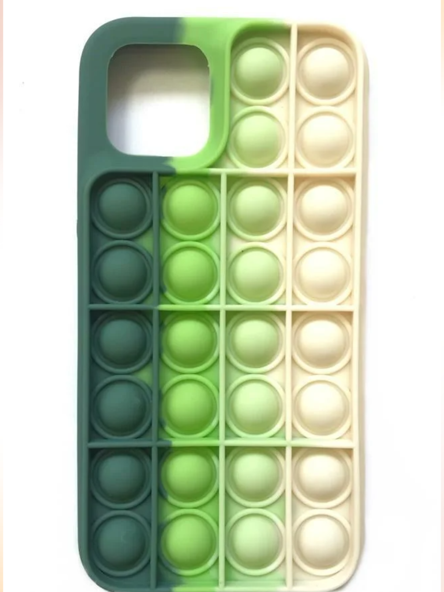 Чехол Антистресс Pop It для iPhone 11 Pro (темно-зеленый/зеленый/салатовый/белый)