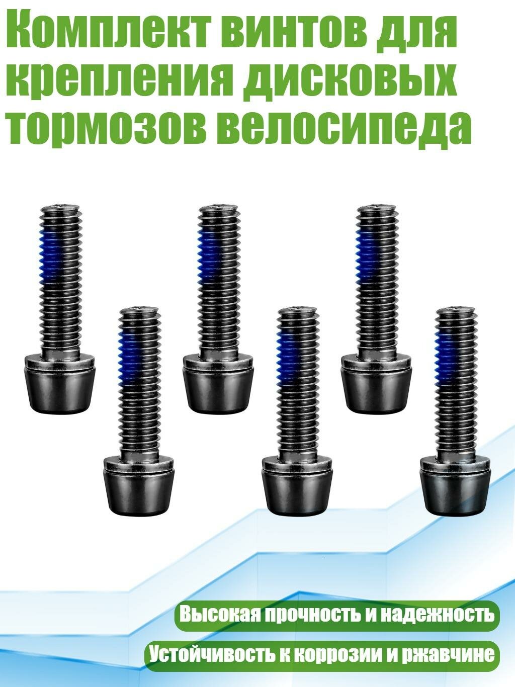 Комплект винтов для крепления дисковых тормозов велосипеда, Черный
