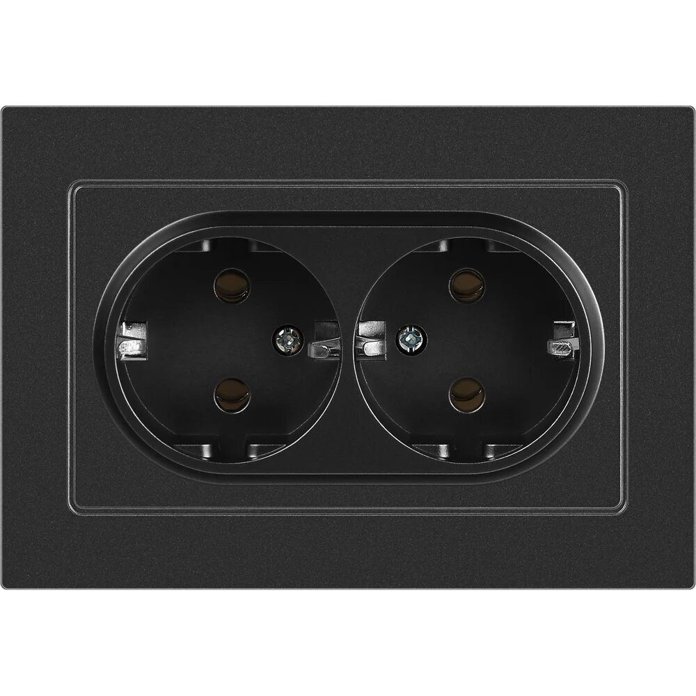 Розетка Intro Accent 620507, 2x2PE Schuko, 16А250В, IP20, скрытой установки, AL/CU, графит Б0063496