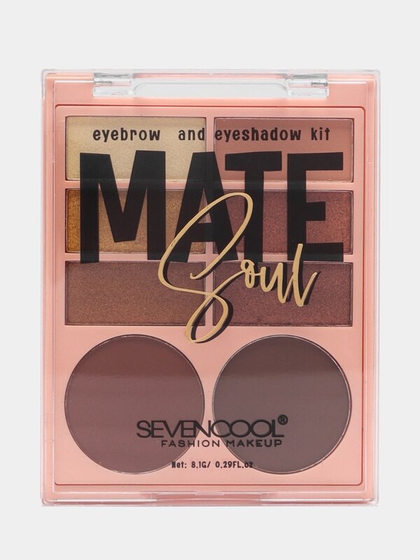 Тени для бровей и век, 8 оттенков в палетке