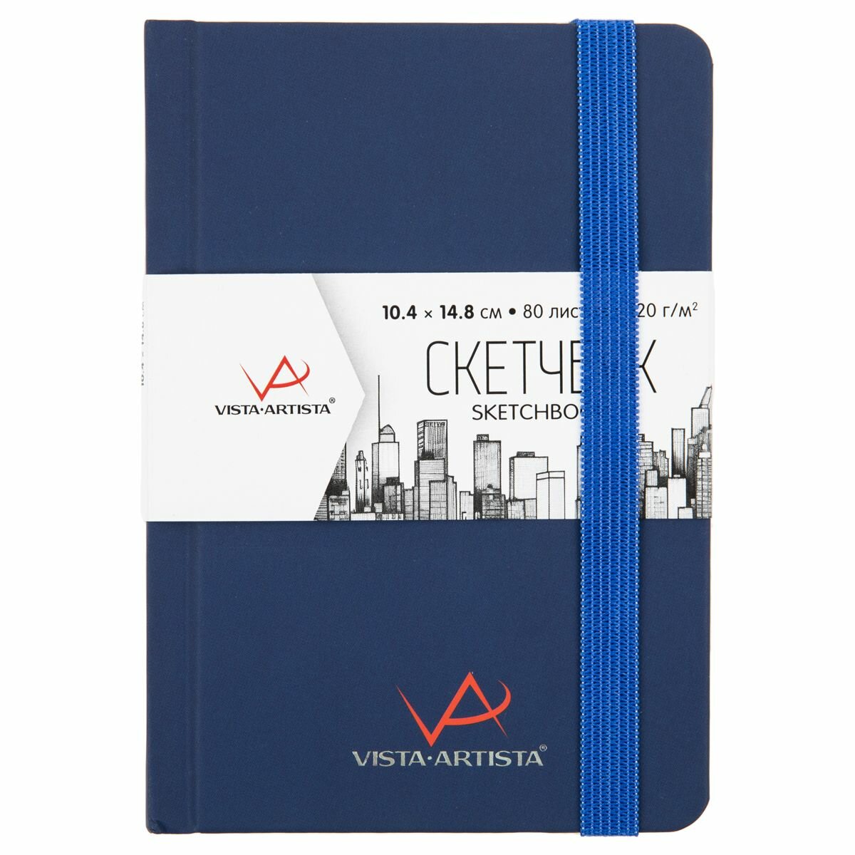 VISTA-ARTISTA скетчбук для сухих техник рисования 120 г/м2, сшивка, 80 листов 14.8 х 10.4 см, 02 Синий, VABK-1015
