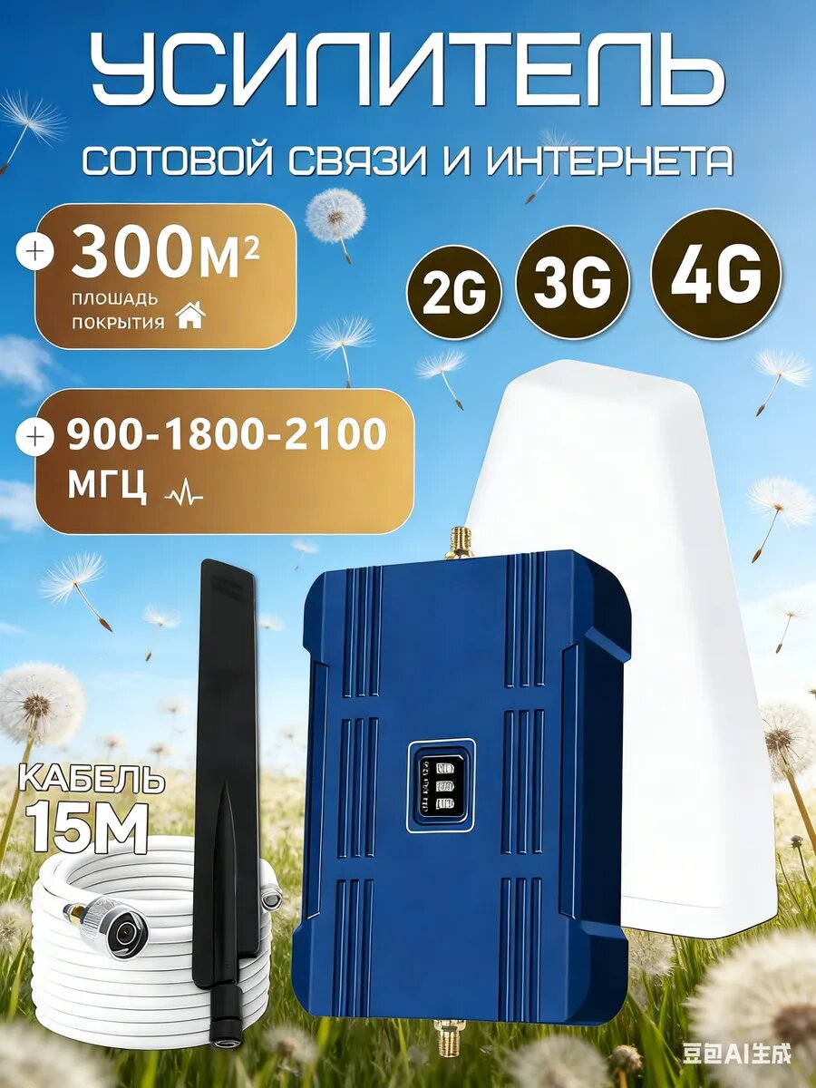 Усилитель сотовой связи и интернета-телефона 2G, 3G и 4G, 900 - 1800-2100 МГц -усилитель gsm сигнала