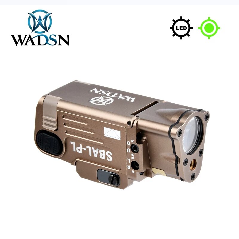 Тактический фонарик Wardsen XC2 с зеленым лазером и белым светом для Glock, цвет хаки, гравировка WADSN