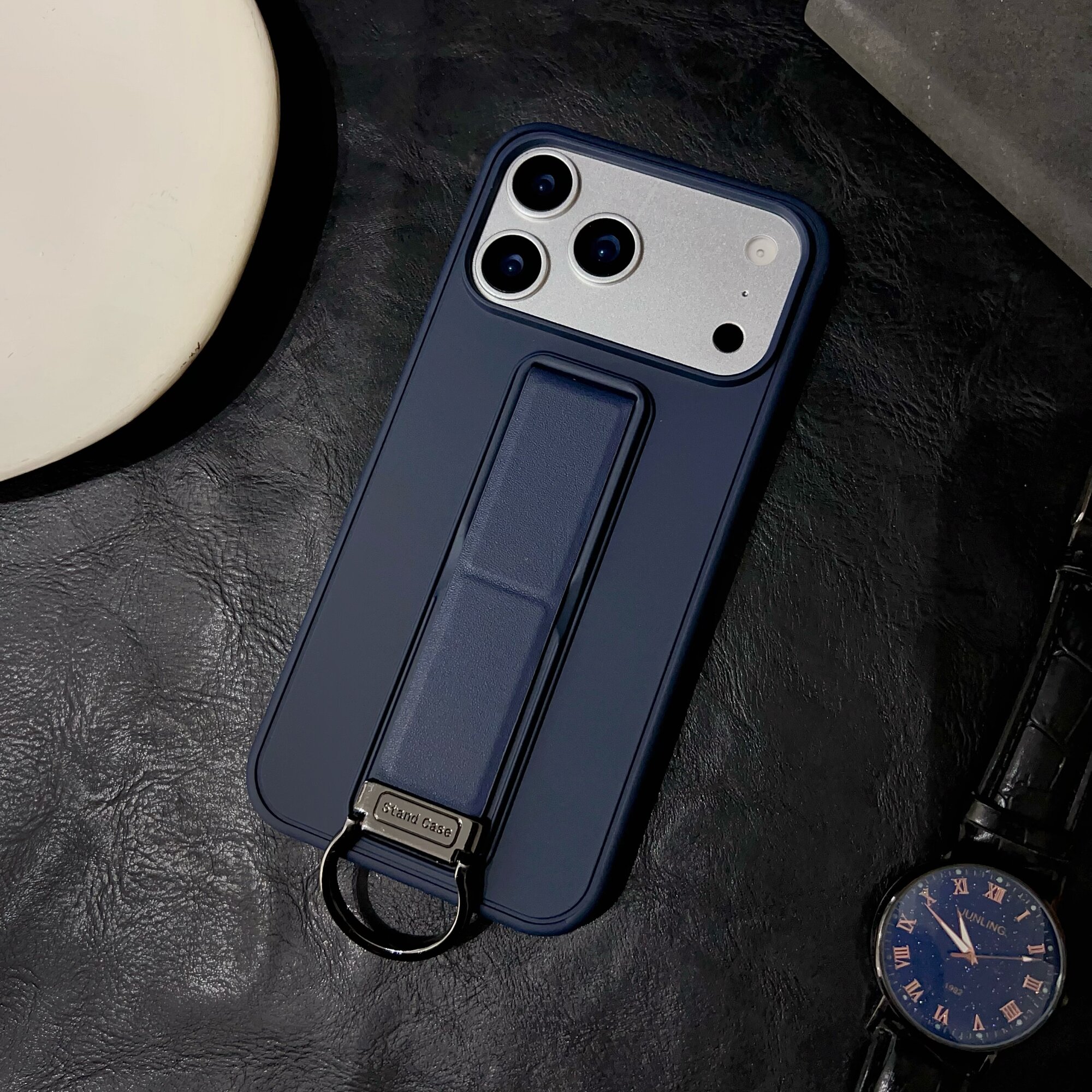 Чехол для Apple iPhone 17 Pro Max / Айфон 17 Про Макс, soft touch, чехол-кардиомонитор, искусственная кожа, поликарбонат (PC), защита камеры, ударопрочный, усиленные углы, держатель поп-сокет, Apple,