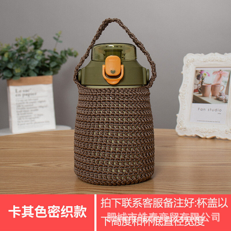 Универсальный портативный мультяшный термос большой емкости, износостойкий, ручной работы, вязаный, детская изолированная кружка, защитный чехол для бутылки с водой