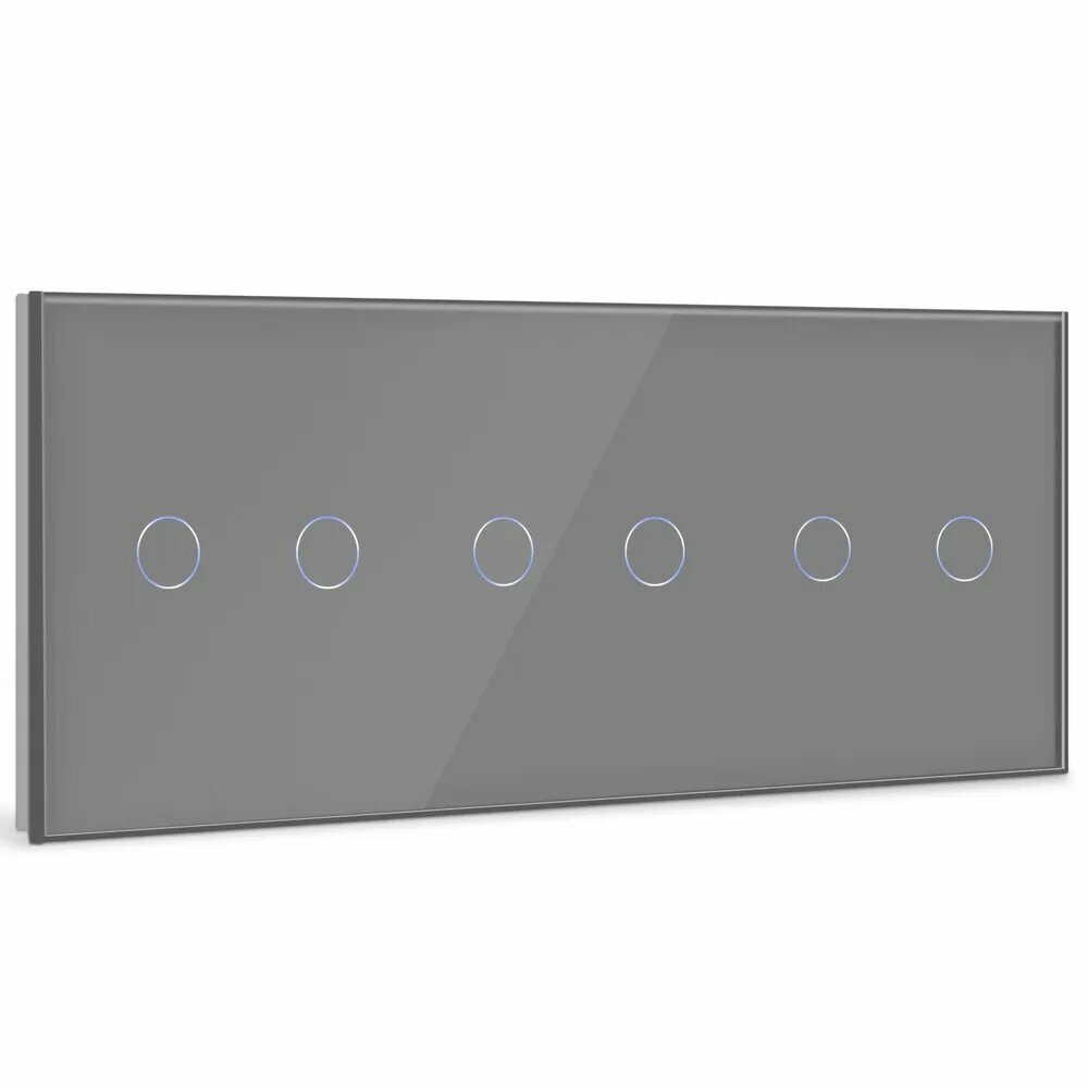 Сенсорный выключатель 6 клавиши, 3 поста (2+2+2) , панель стекло Серая,228mm