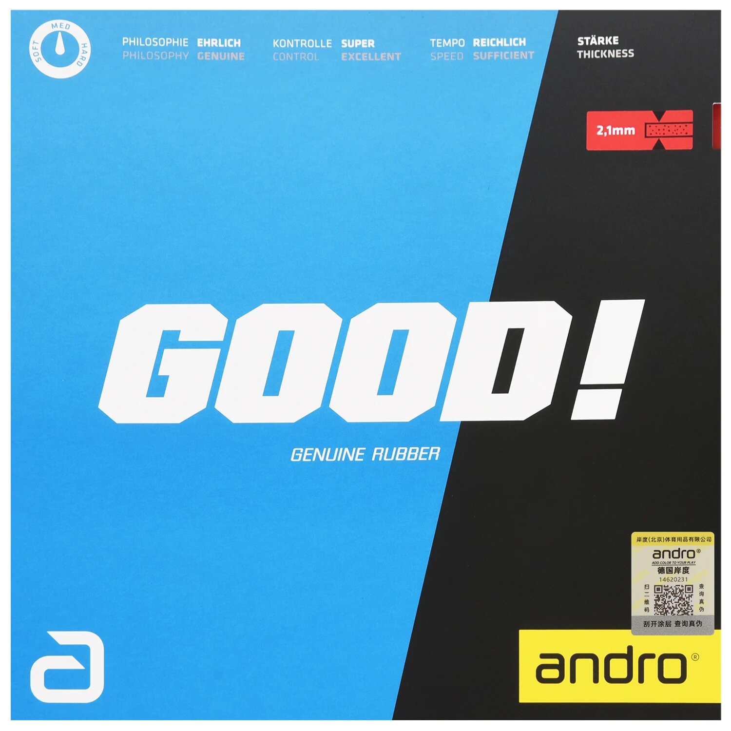 Накладка для настольного тенниса Andro GOOD, BLUE 2.1