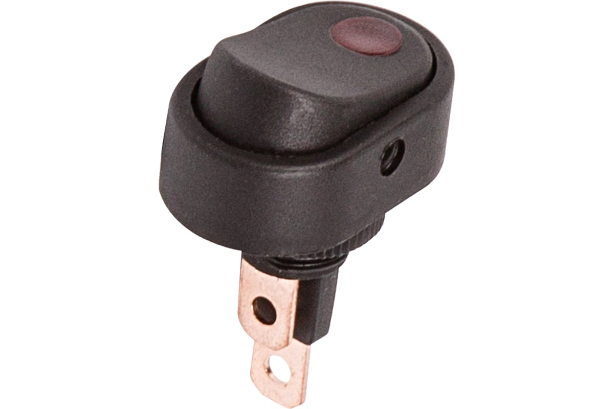 Овальный выключатель клавишный Rexant ON-OFF черный с красной подсветкой (12В 30А (3с)) {36-2715}