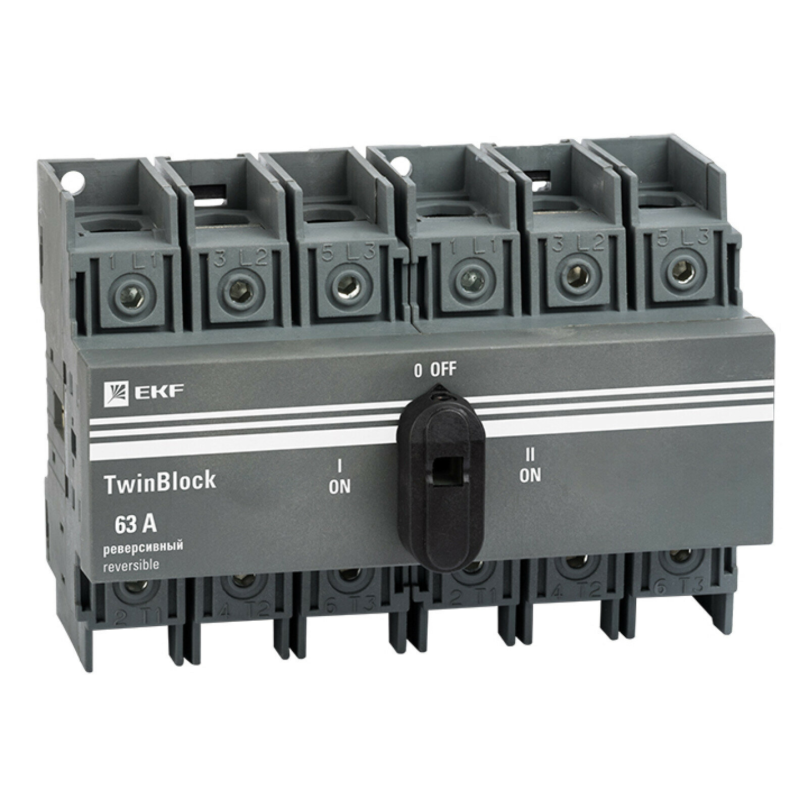 Рубильник 63A 3P реверсивный c рукояткой для прямой установки TwinBlock EKF - 1 шт