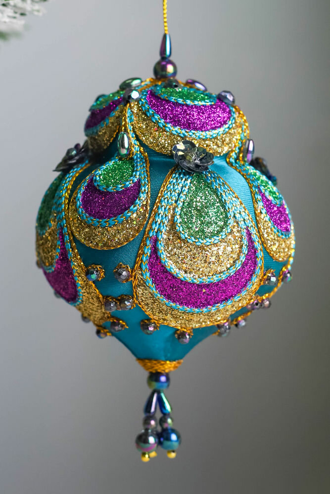 Ёлочное украшение павлинья роскошь (луковка), 13 см, Kurts Adler S3719-2