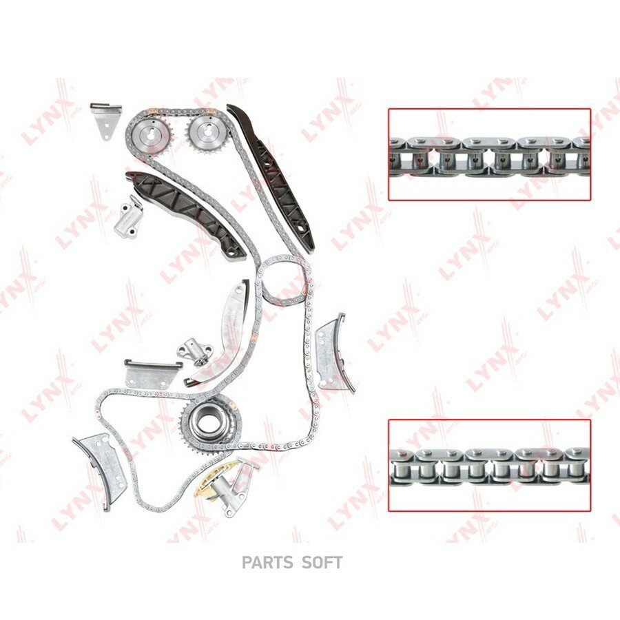 Комплект цепи ГРМ HYUNDAI H-1/Starex 2.5D 02-07 / H-1 (TQ) 2.5D 08>, KIA Sorento I 2.5D 02> от официального дистрибьютора, LYNXAUTO, артикул TK0021