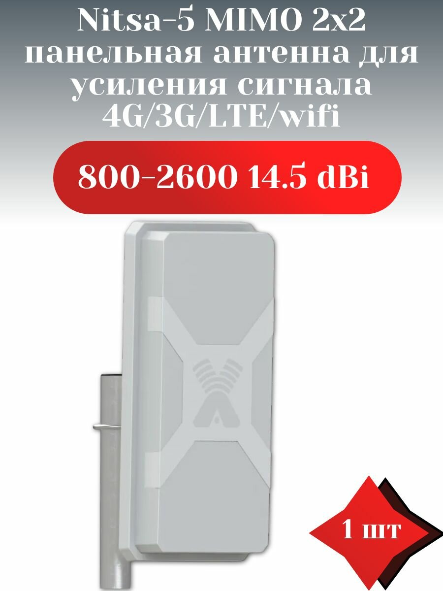 Nitsa-5 MIMO 2x2 панельная антенна для усиления сигнала 4G/3G/LTE/wifi 800-2600 14.5 dBi