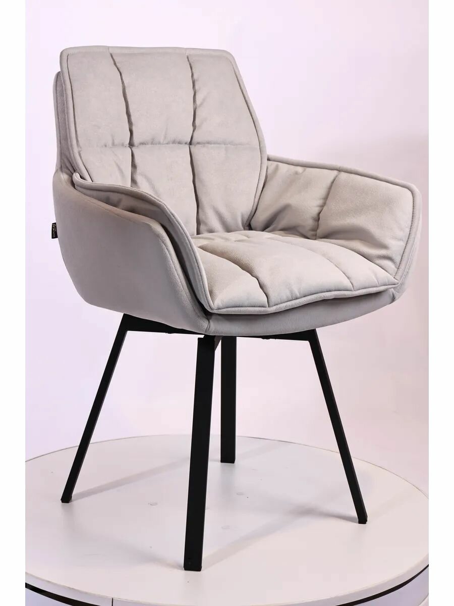 Стул кресло ENIGMA со спинкой и поворотным механизмом, черные ножки, серый цвет