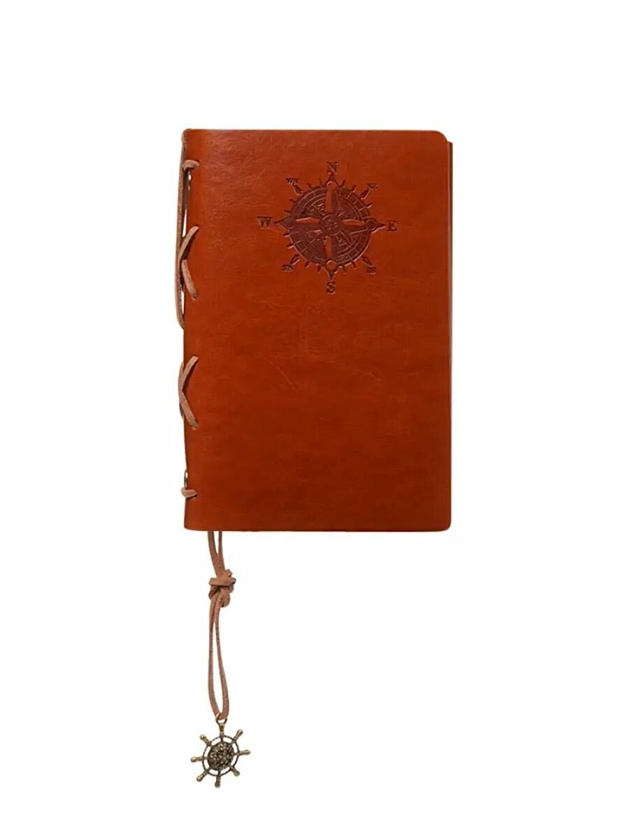 Блокнот Компас в обложке из искусственной кожи с крафтовыми страницами, 80 листов